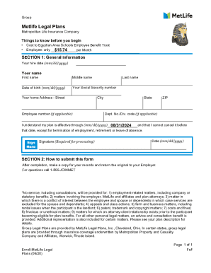 Fillable Online MetLife Legal Plans Enrollment Form RM-MIB Use Only Fax ...