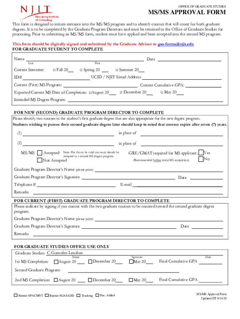 Fillable Online MS/MS Approval Form Fax Email Print - pdfFiller