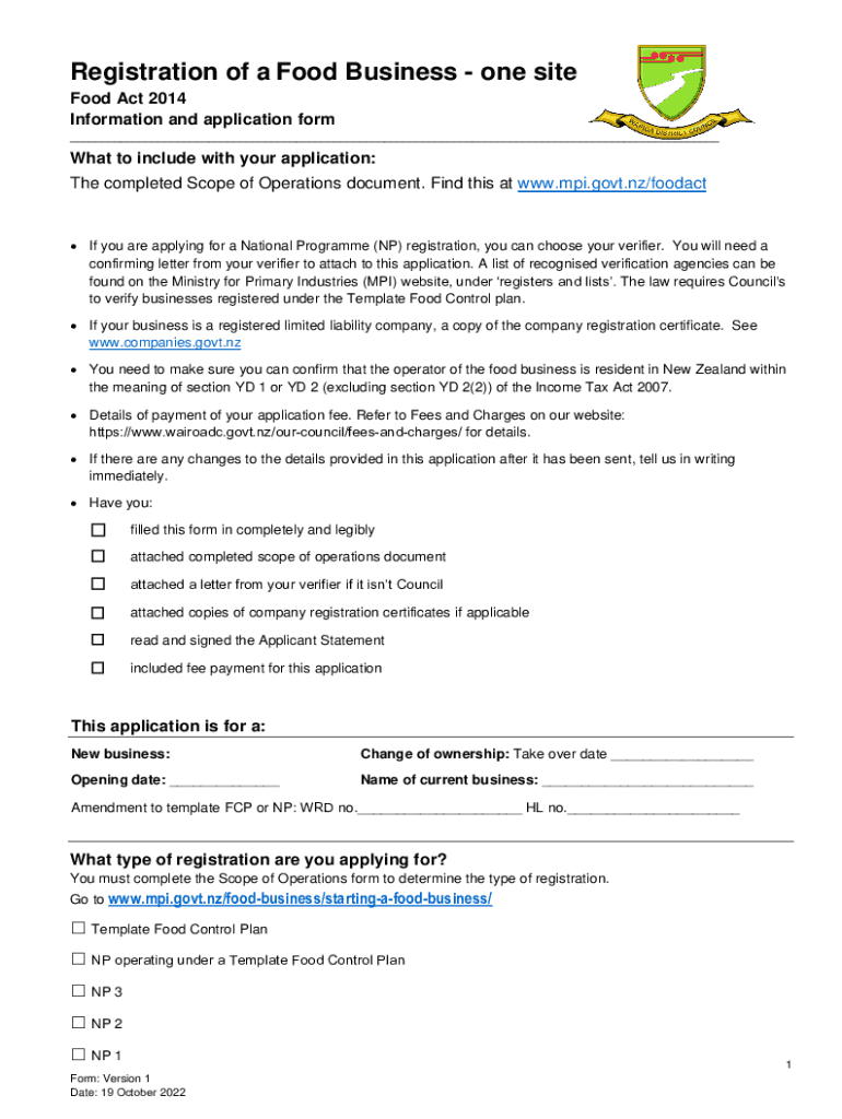 Fillable Online Single site food registration form Fax Email Print ...