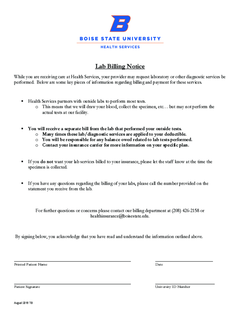 Fillable Online Lab Billing Notice Fax Email Print - pdfFiller