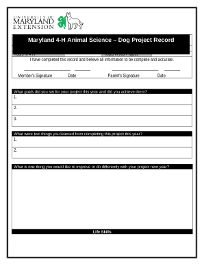 General Project Record Sheet - extension umd Doc Template | pdfFiller