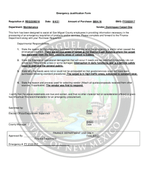 Fillable Online Emergency Justification Form Requisition #: REQ2200216 ... Fax Email Print ...