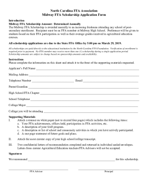 Fillable Online North Carolina FFA Association Midway FFA Scholarship ...