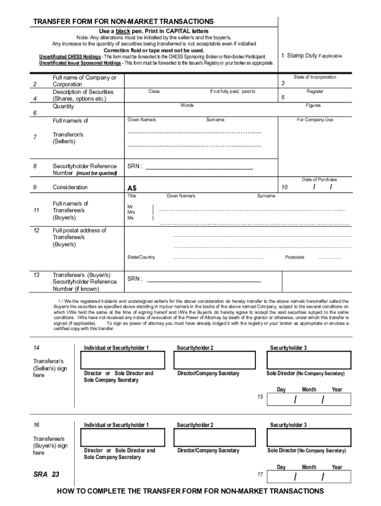 Fillable Online Fillable Online sraa asn SRA Form 23-Transfer ... Fax Email Print - pdfFiller