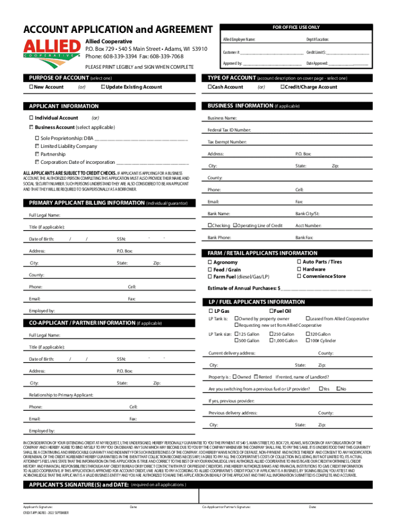 Fillable Online ACCOUNT APPLICATION and AGREEMENT Fax Email Print - pdfFiller