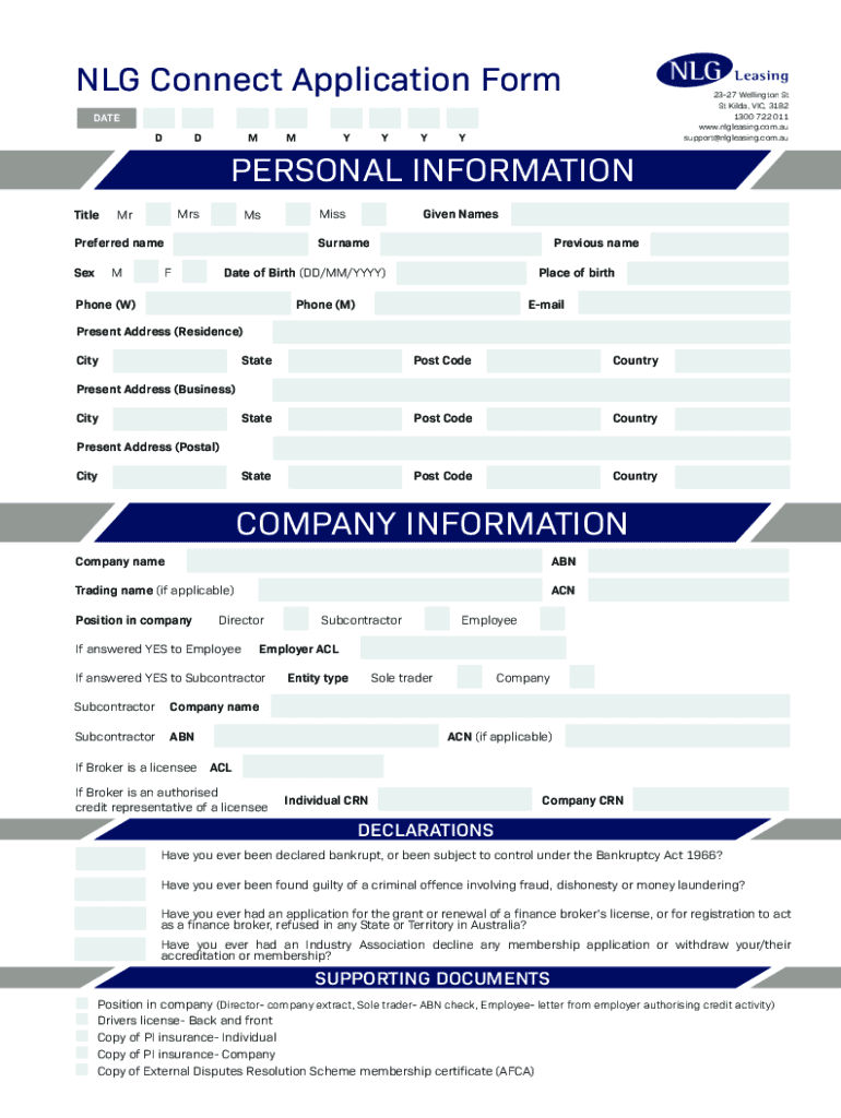 Fillable Online NLG Connect Application Form Fax Email Print - pdfFiller