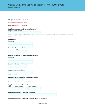 Fillable Online Community Impact Application Form: $20k-100k Fax Email ...