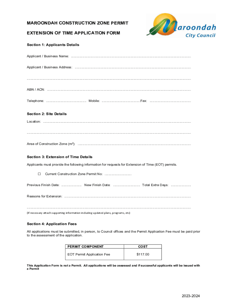 Fillable Online extension of time application form Fax Email Print ...