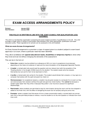 Fillable Online Examination Access Arrangements Policy and Procedure Fax Email Print - pdfFiller