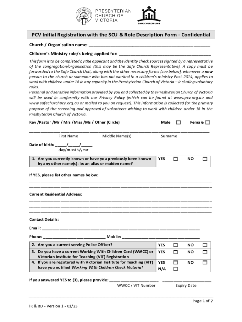 Fillable Online PCV Initial Registration with the SCU Form ...