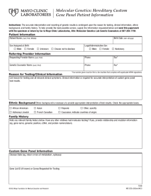 Fillable Online MCLMolecular Genetics Hereditary Custom Gene Panel ...