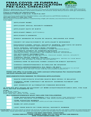 Fillable Online FEMA Covid-19 funeral assistance application pre-call ...