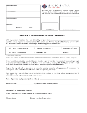 Fillable Online Declaration of informed consent on genetics of Factor ...