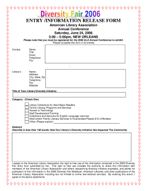 Fillable Online ENTRY /INFORMATION RELEASE FORM Fax Email Print - pdfFiller