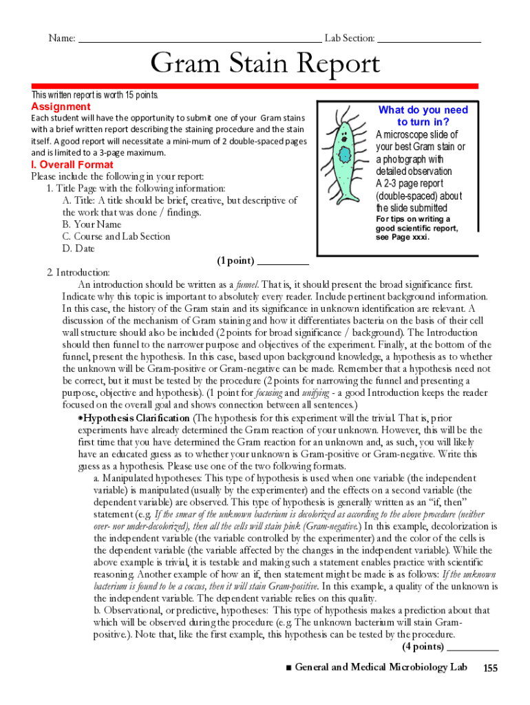 Fillable Online Gram Stain Report Fax Email Print - pdfFiller