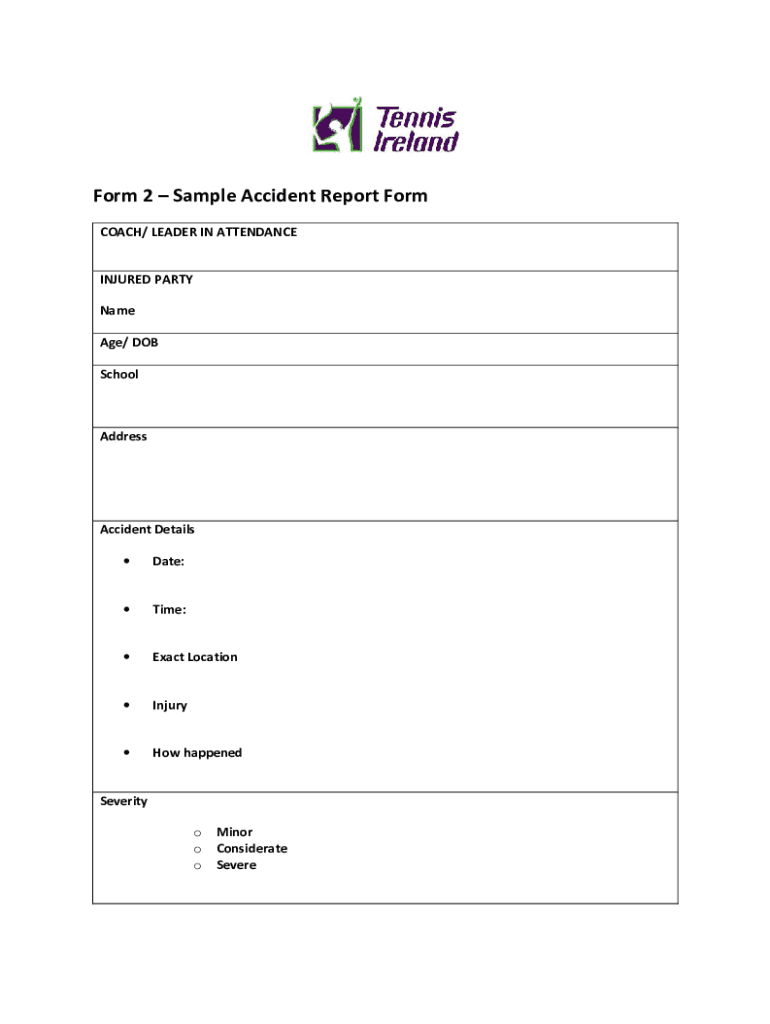 Fillable Online Sample Accident Report Form Fax Email Print - pdfFiller