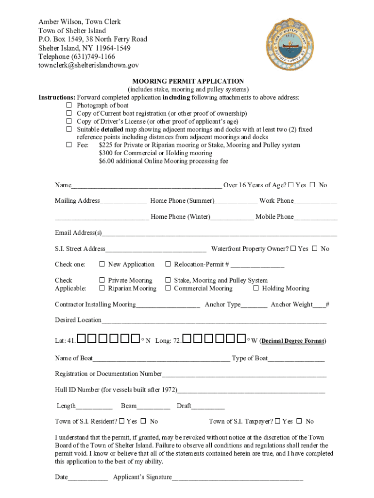 Fillable Online Amber Wilson, Town Clerk Town of Shelter Island P.O. Box ... Fax Email Print ...