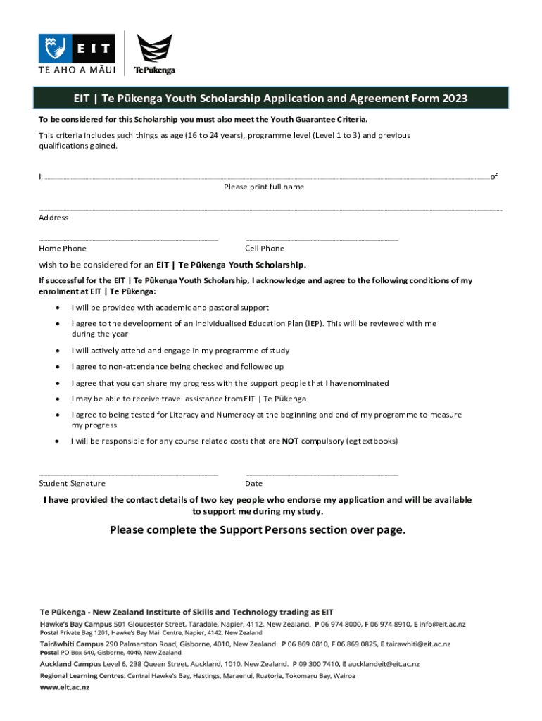 Fillable Online EIT-Youth-Scholarship-Application-Form-2023. ... Fax ...