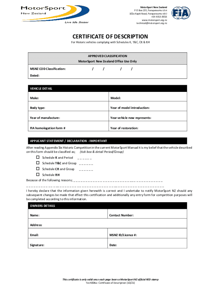 Fillable Online SAFETY CLEARANCE CERTIFICATE FOR ALL RACE ... Fax Email ...