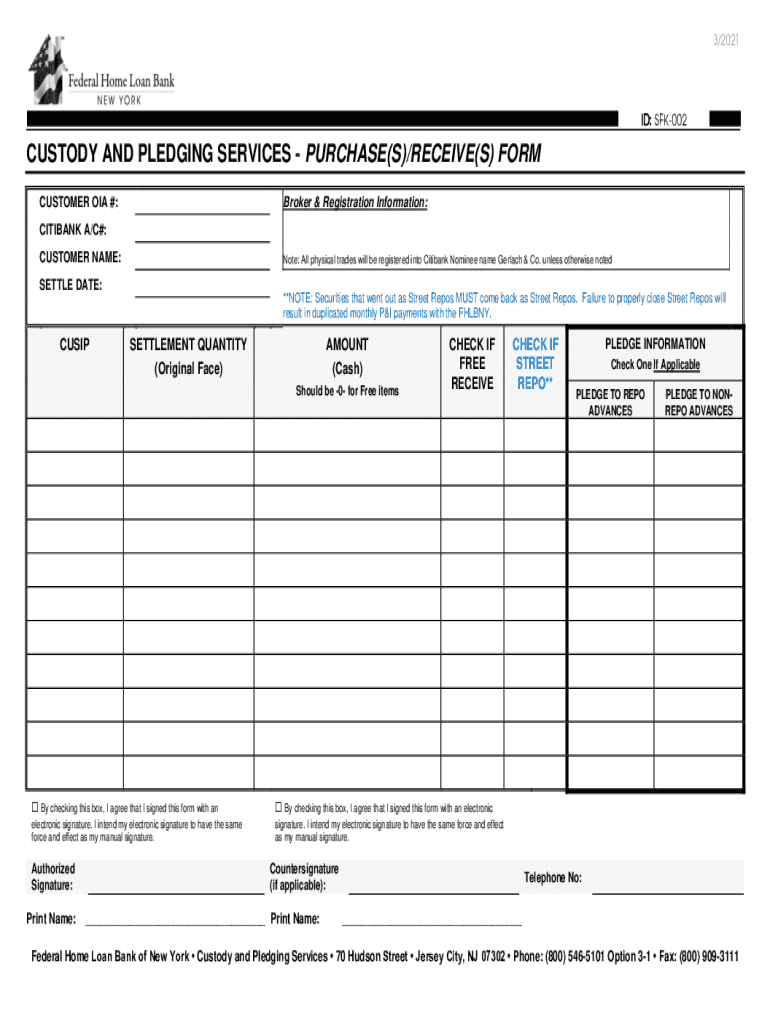 Fillable Online FHLBNY Purchase Receive Form Fax Email Print - pdfFiller