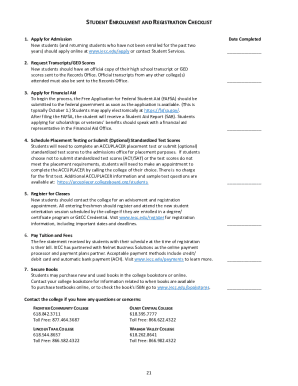Fillable Online STUDENT ENROLLMENT AND REGISTRATION CHECKLIST Fax Email ...