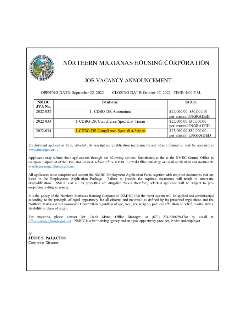 Fillable Online CDBG DR Compliance Specialist Saipan Employment Application Fax Email Print ...