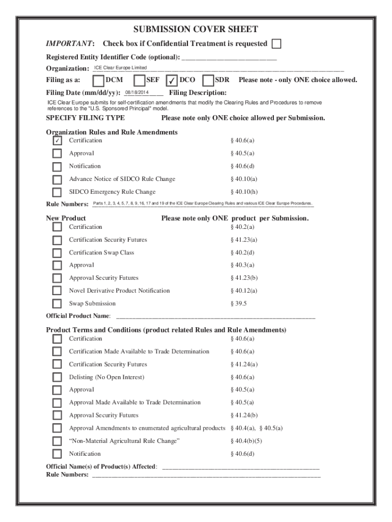 Fillable Online SUBMISSION COVER SHEET - ICE Fax Email Print - pdfFiller