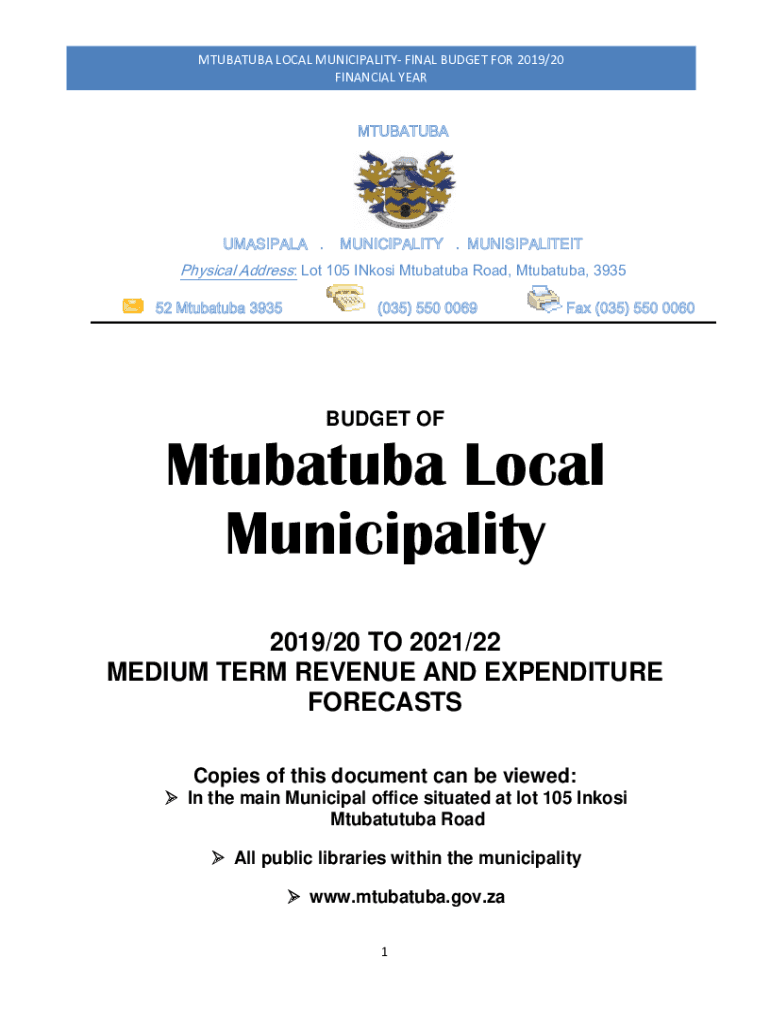 Fillable Online mfma treasury gov at the click of a button. - Mtubatuba Local Municipality Fax ...