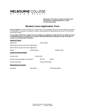 Fillable Online Student Leave Application Form Fax Email Print - pdfFiller