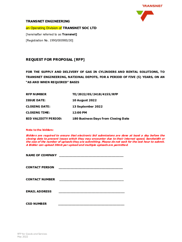 Fillable Online Transnet Engineering an Operating Division of ... Fax ...