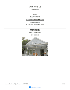 Fillable Online Work Write-Up Fax Email Print - pdfFiller