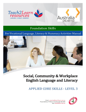 Fillable Online Language, Literacy & Numeracy Activities ACSF Level 3 ...