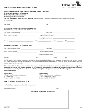 Fillable Online participant change request form Fax Email Print - pdfFiller