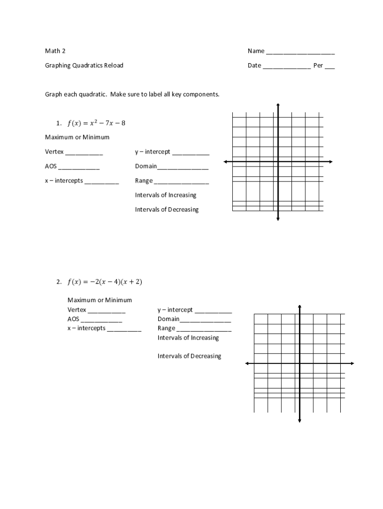 Fillable Online Comparing Maximum Points Of Quadratic Functions Video