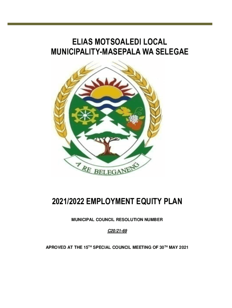 Fillable Online DRAFT OF EMPLOYMENT EQUITY PLAN FOR MIDDELBURG ...