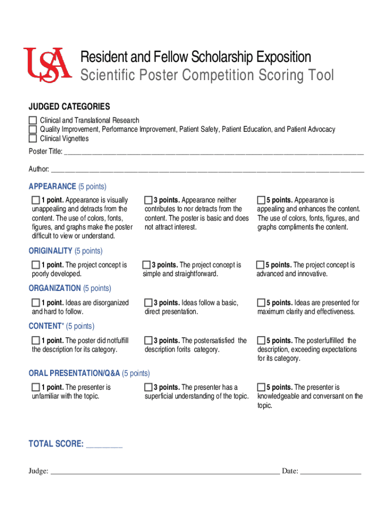 Fillable Online Scientific Poster Competition Scoring Tool Fax Email ...
