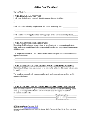 Fillable Online Career Action Plan Template - 15+ Free Sample, Example ...