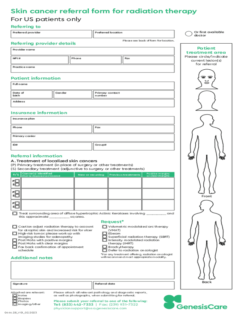 Fillable Online Refer a Patient - Skin Cancer & Dermatology Clinic Fax ...