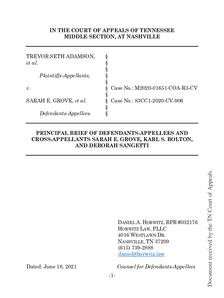 Fillable Online TREVOR SETH ADAMSON v. SARAH E. GROVE ET AL. Fax Email ...