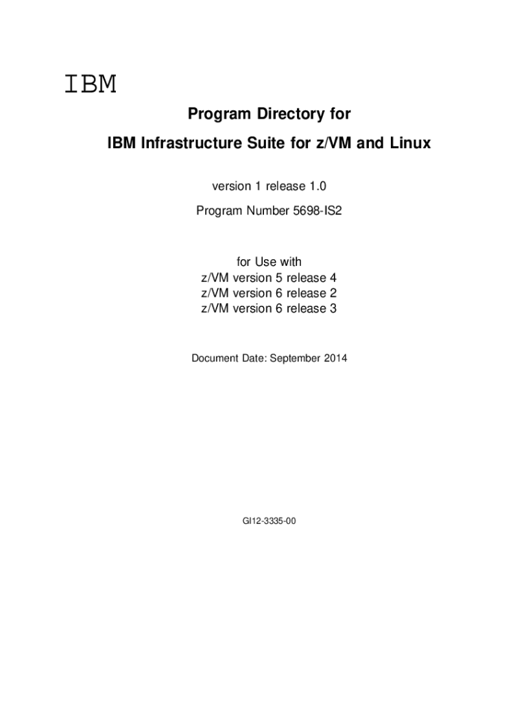 Fillable Online Program Directory For Ibm Infrastructure Suite For Zvm And Fax Email Print