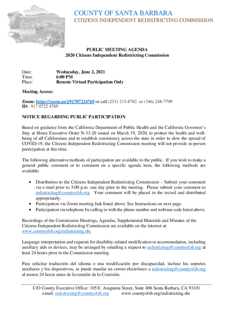 Fillable Online Santa Barbara County redistricting commission lays out ... Fax Email Print ...