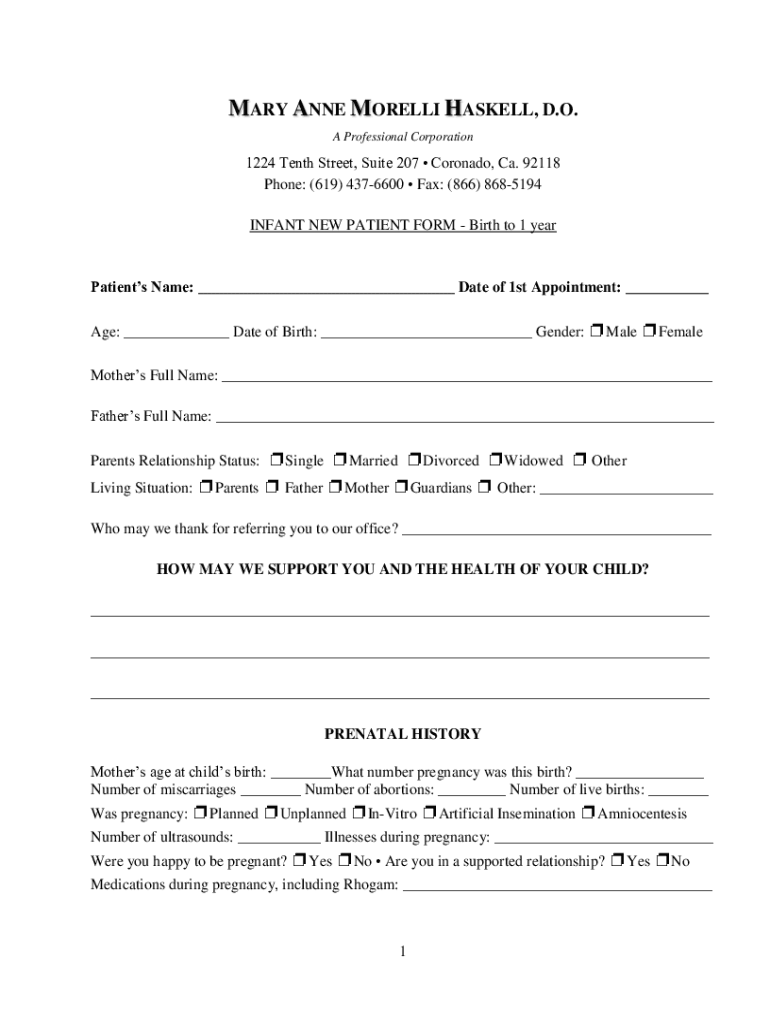 Fillable Online Dr. Mary Anne Morelli Haskell, DOCoronado, CA Fax Email ...