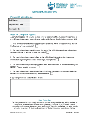 Fillable Online Complaint Appeal Form, Authorized Representative Form ...