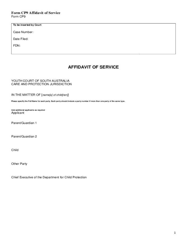 Fillable Online Form CP9 Affidavit of Service Fax Email Print - pdfFiller