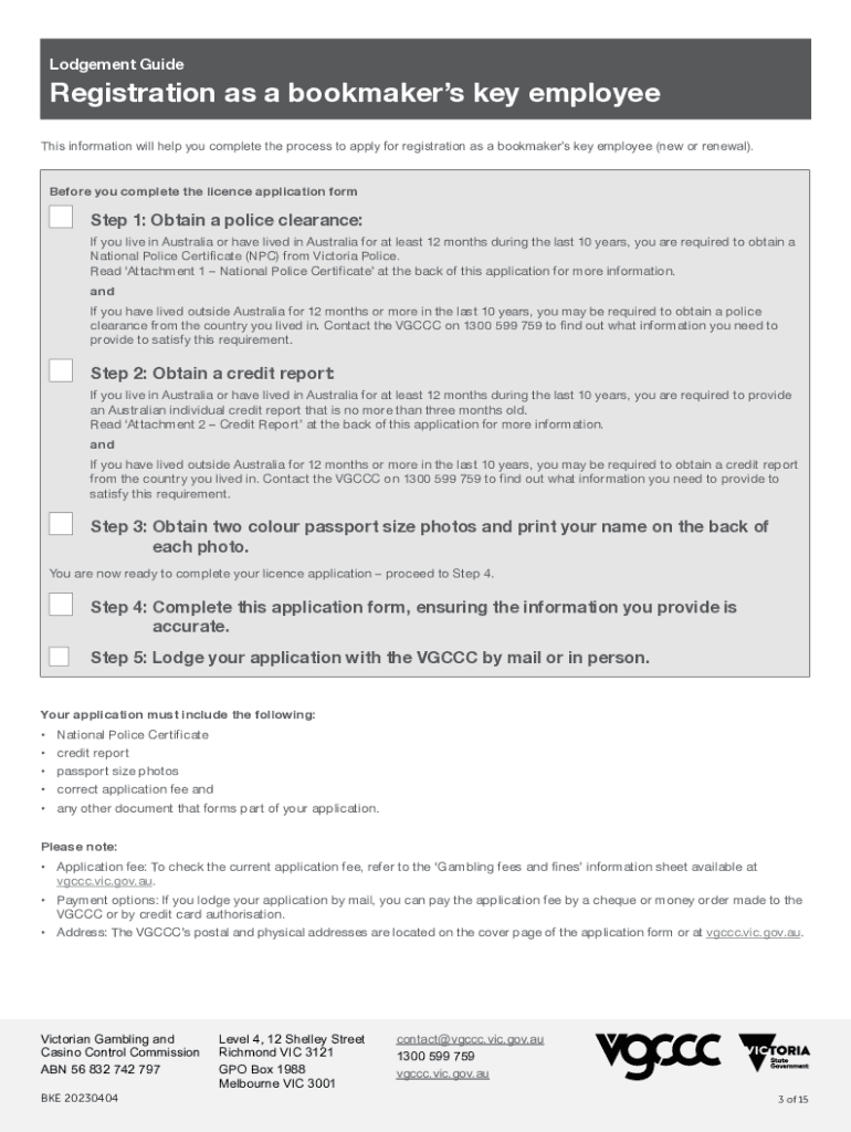 Fillable Online Application for a bookmaker's key employee licence Fax Email Print - pdfFiller