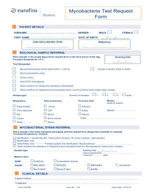 Fillable Online Mycobacteria Test Request Form Fax Email Print - pdfFiller