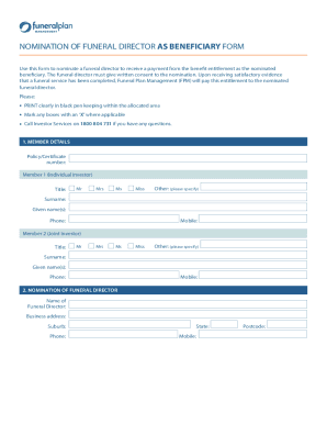 Fillable Online CLAIM YOUR FUNERAL BENEFIT Fax Email Print - pdfFiller