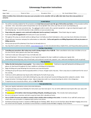 Fillable Online Colonoscopy Preparation Instructions: Suprep and Milk ...