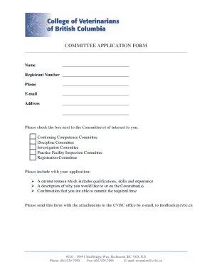 Fillable Online COMMITTEE APPLICATION FORM Fax Email Print - pdfFiller