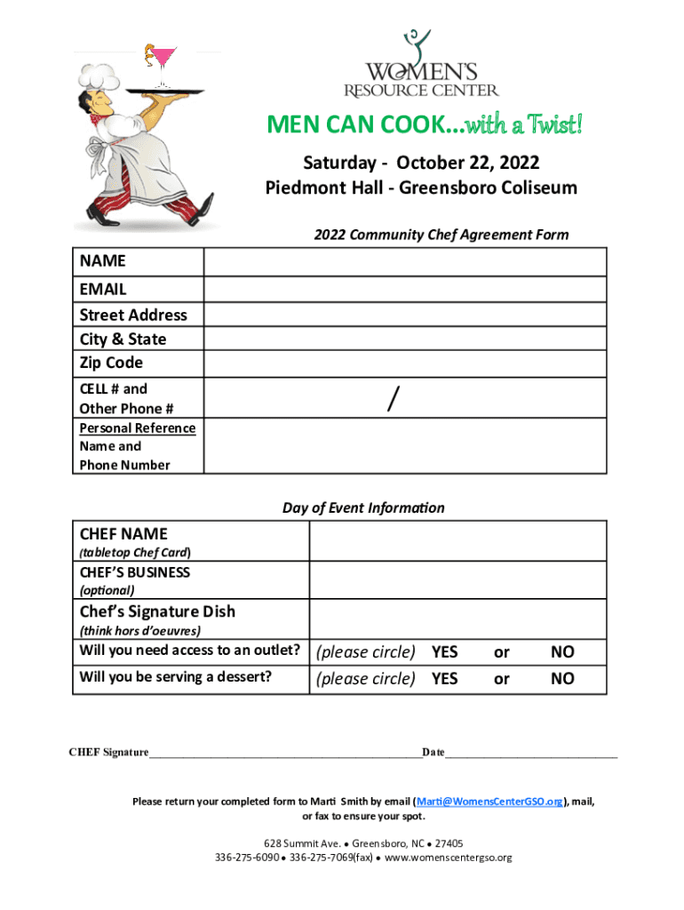 Fillable Online Men Can Cook with a Twist scheduled for Oct. 22 Fax ...